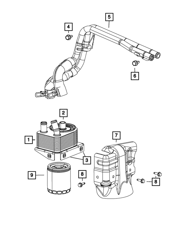 5047370AC/AB Genuine Engine Oil Cooler for JEEP RENEGADE 2016 - 2017 2 ...