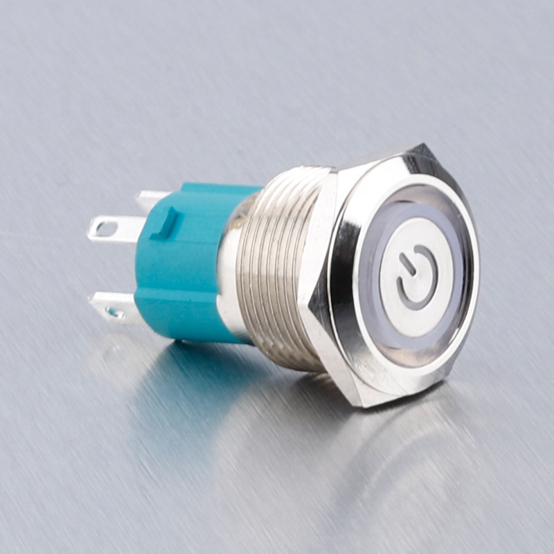 19mm 10A latching ON OFF switch SPST 1NO Ring led power logo flashlight ...